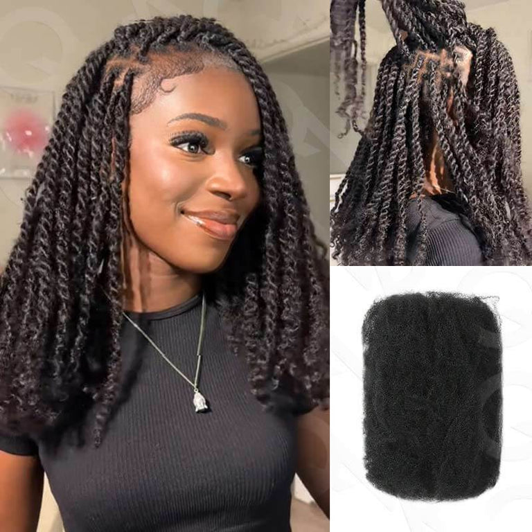 QVR Afro Kinky Human Hair #1BBlack Bulk for Twists & Braids – QVR Hair